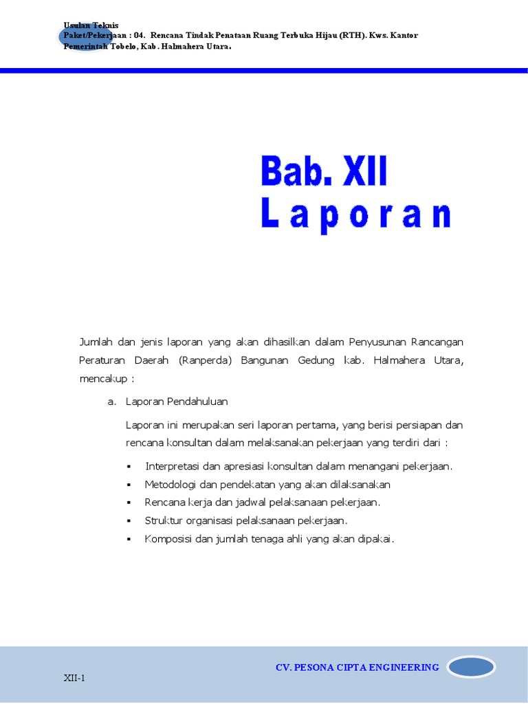 Bab XII Laporan | PDF | Teknologi & Rekayasa