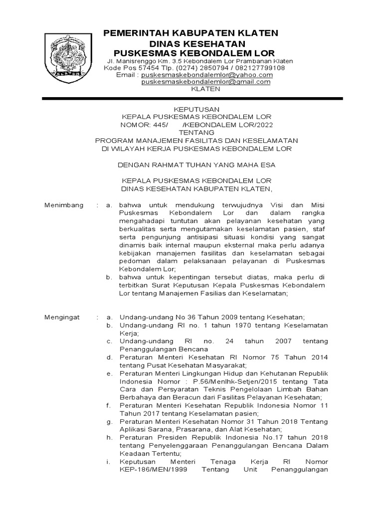 1.4.1.1 SK Program MFK Puskesmas Kebondalem Lor | PDF