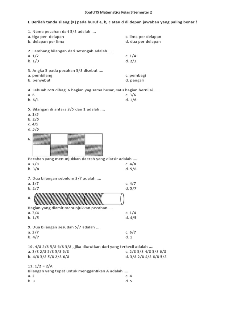 Soal UTS Matematika Kelas 3 Semester 2 | PDF