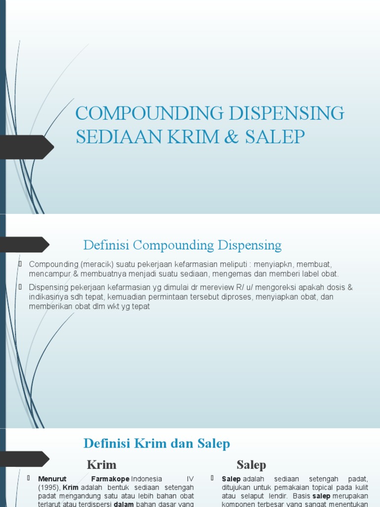 Compounding Dispensing Sediaan Krim & Salep | PDF