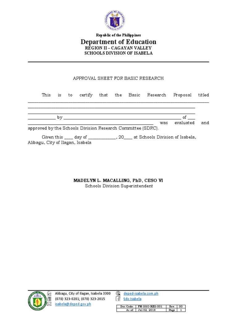 Template-5-Approval-Sheet-for-Basic-Research | PDF