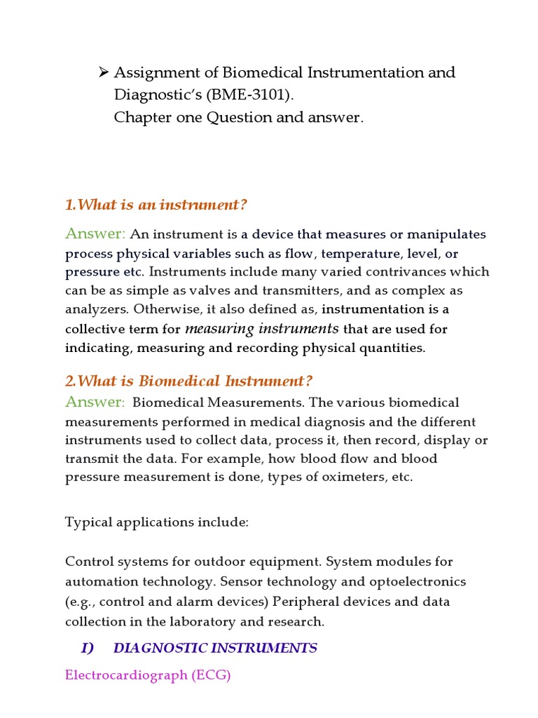 Arif Sir Question - ch1 | PDF | Medical Imaging | Electrocardiography
