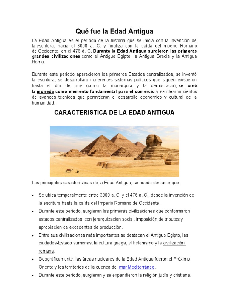 Edad Antigua Historia | PDF | Historia antigua | Antiguo Egipto