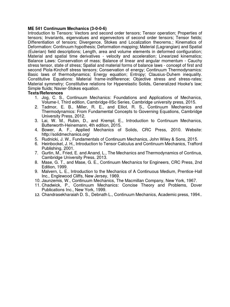 Me541 PDF | PDF | Continuum Mechanics | Stress (Mechanics)