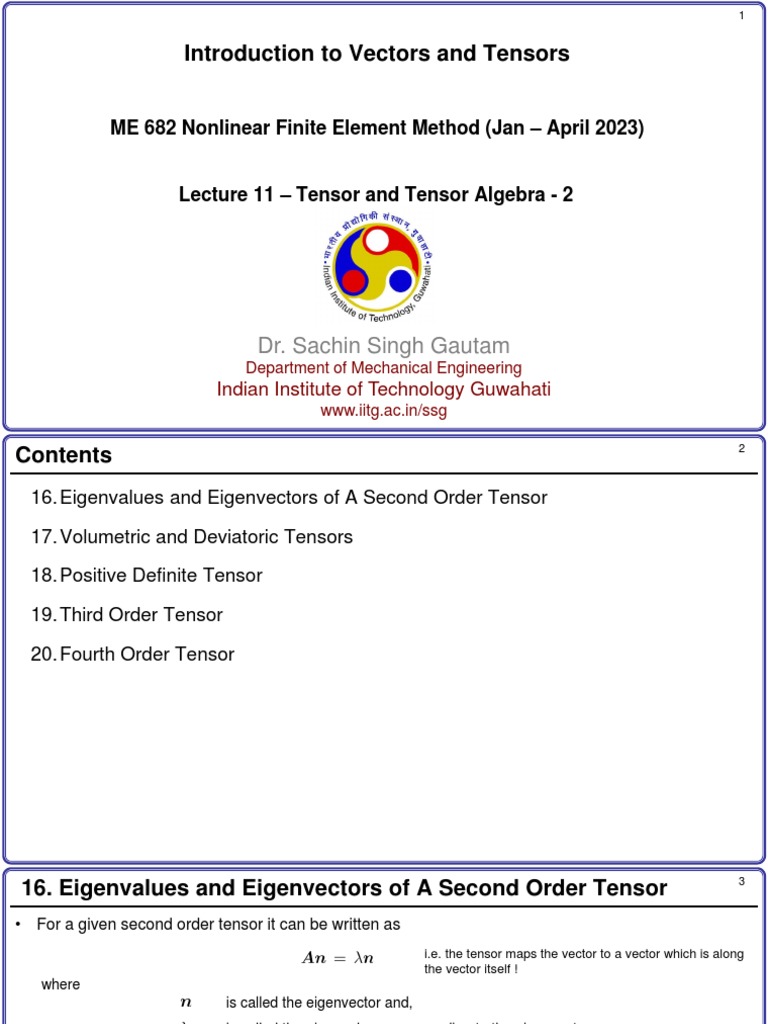 Lecture 11 Tensor And Tensor Algebra 2 Pdf Pdf Eigenvalues And Eigenvectors Tensor 