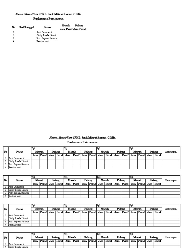 Absensi PKL | PDF