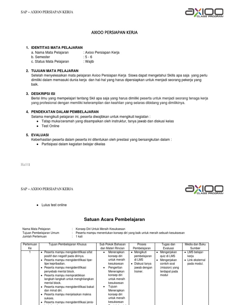 SAP - Axioo Persiapan Kerja | PDF