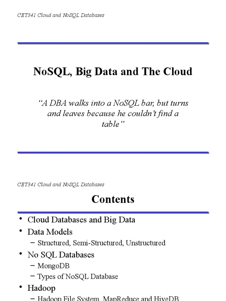 Nosql Big Data And The Cloud Pdf No Sql Map Reduce