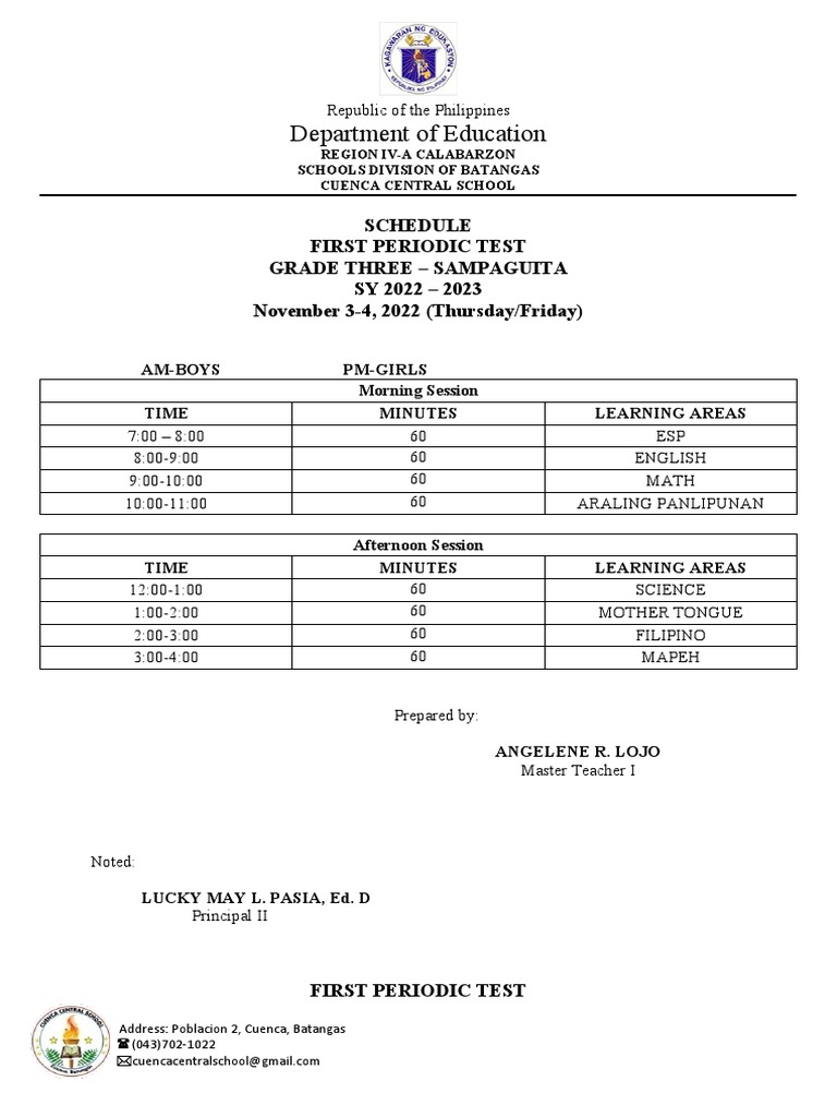 Periodic Schedule | PDF | Philippines