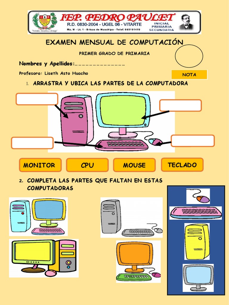 EXAMEN DE COMPUTACIÓN DE PRIMER GRADO | PDF