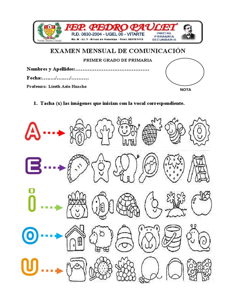 EXAMEN MENSUAL DE COMUNICACIÓN 1er Grado | PDF EXAMEN MENSUAL DE COMUNICACIÓN 1er Grado | PDF