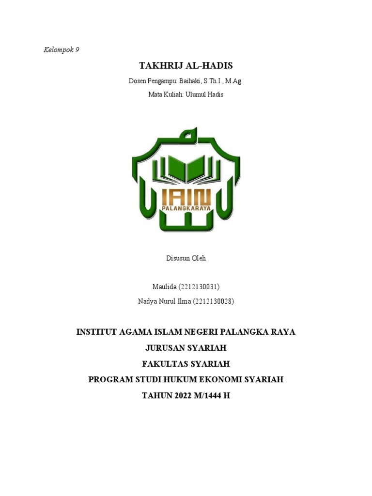 Manfaat dan Pengertian Takhrij Hadis | PDF