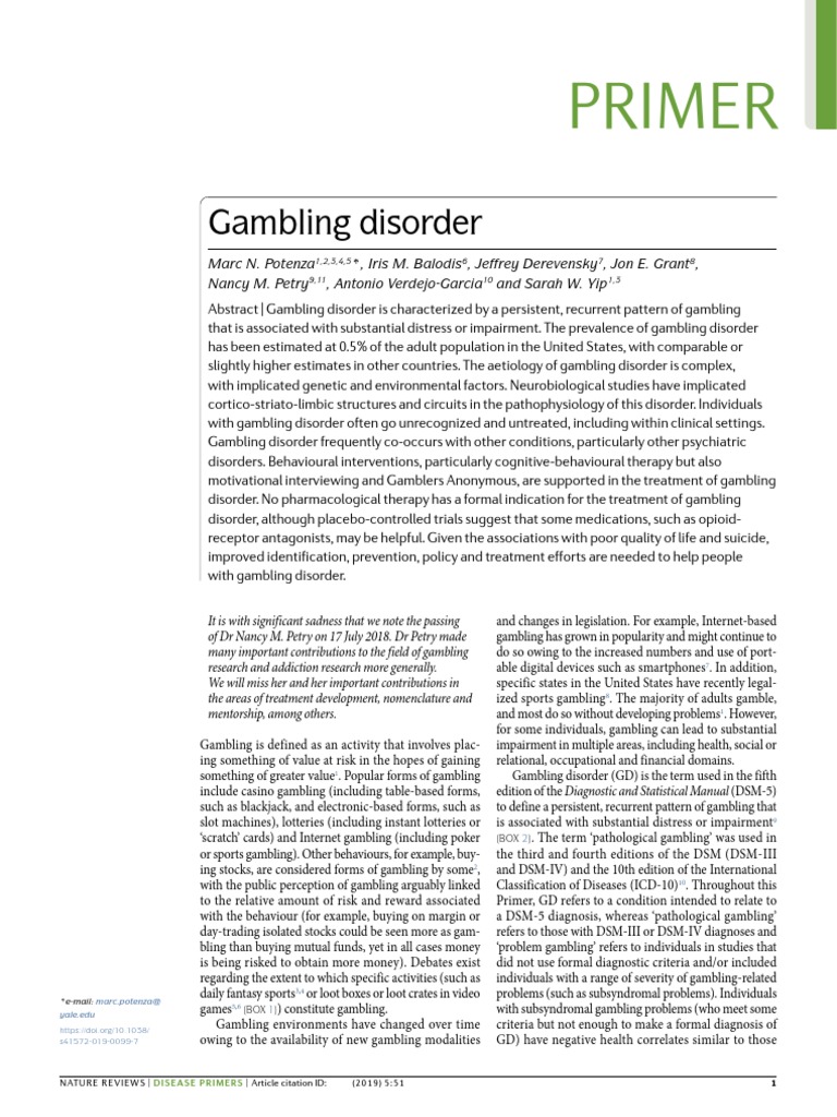 Gambling Disorder PDF | PDF | Problem Gambling | Diagnostic And Statistical Manual Of Mental ...