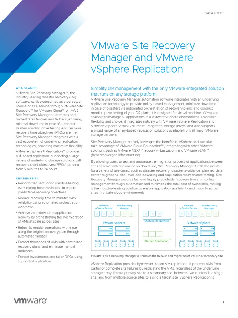 Vmware Site Recovery Manager Datasheet | PDF | Cloud Computing ...