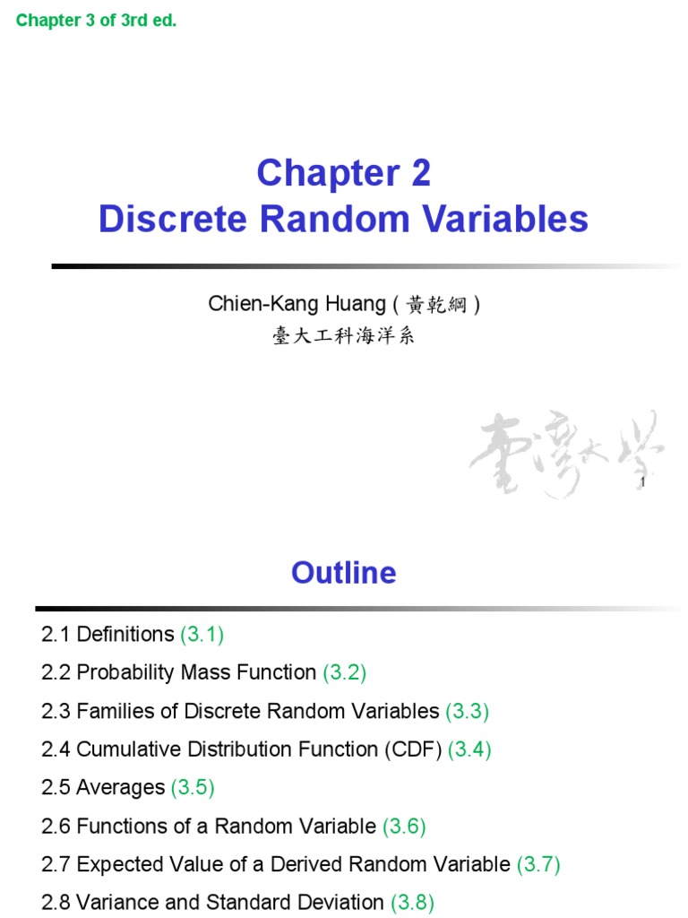 Chap 02 | PDF | Probability Distribution | Random Variable