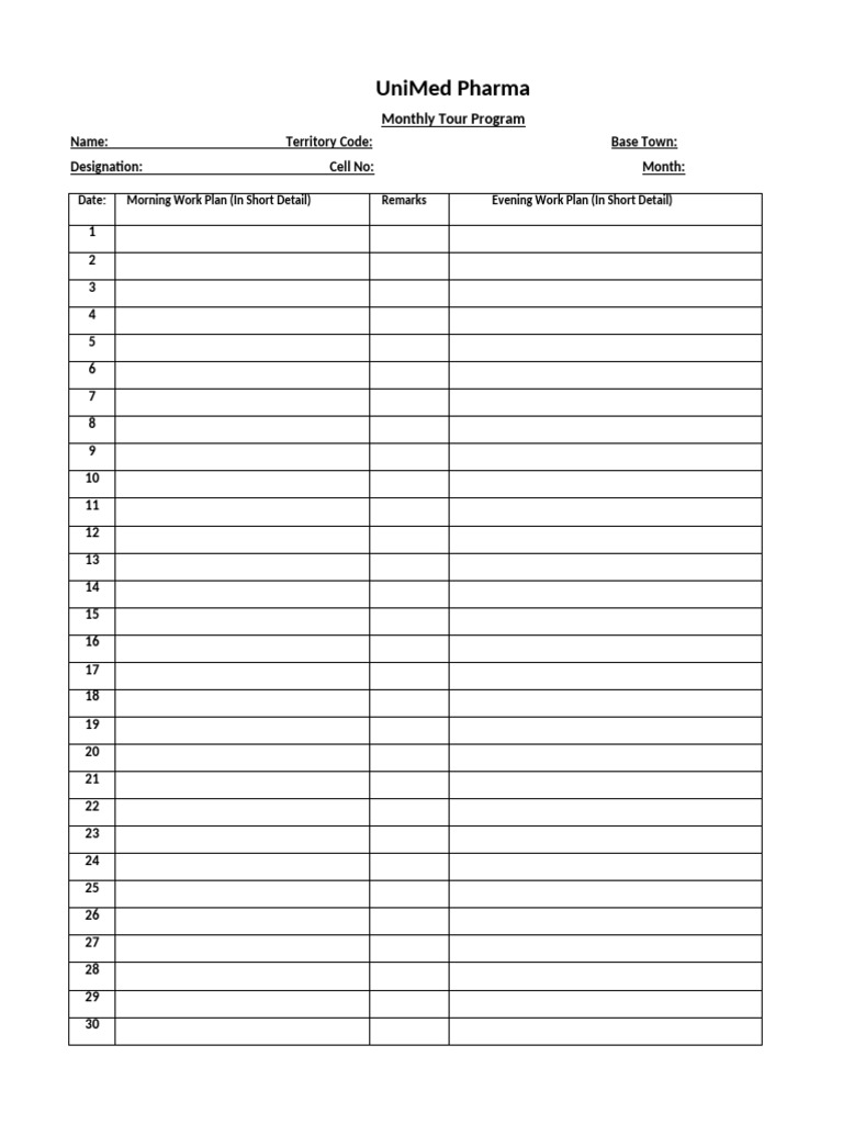 Monthly Tour Program | PDF