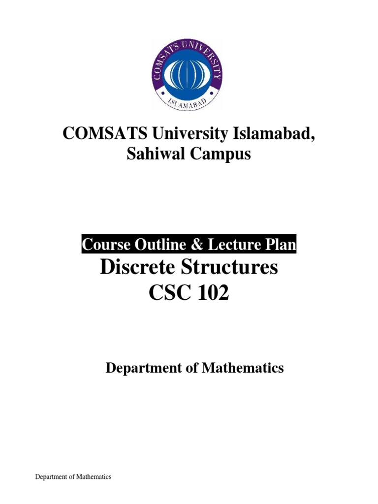 Discrete Structures LectureWise Plan | PDF | Discrete Mathematics ...
