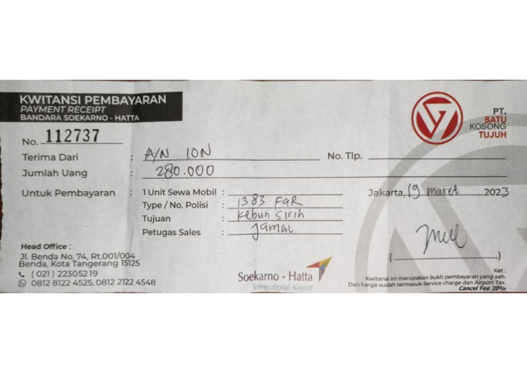 Kwitansi Maxim Bandara Jakarta | PDF