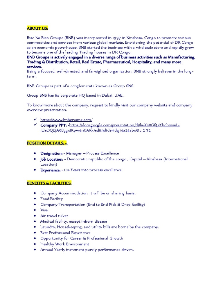 Job Description - Manager - Process Excellence | PDF | Retail | Economies