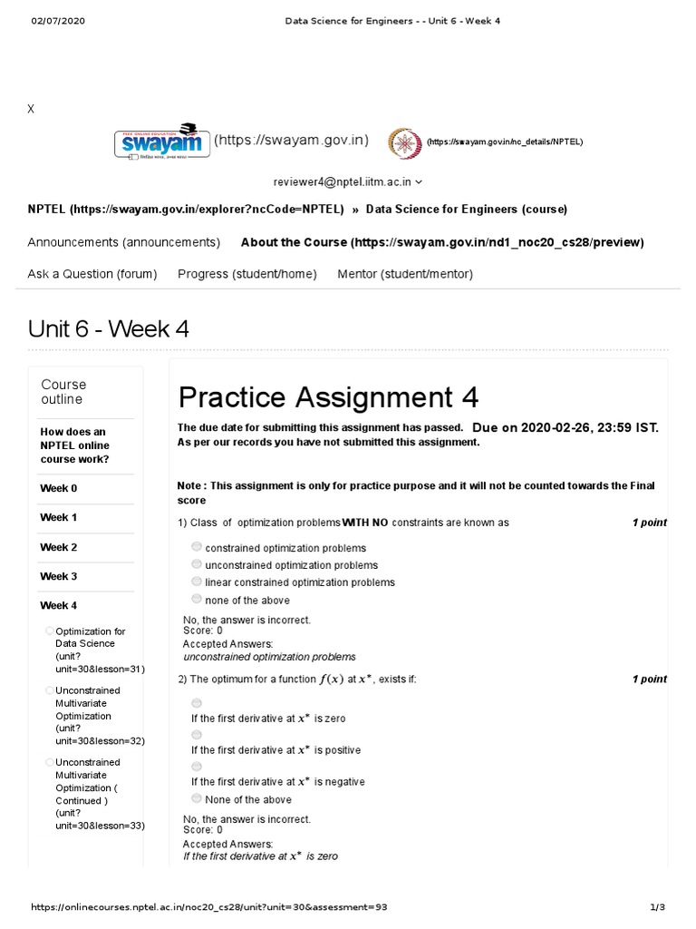 Noc20-Cs28 Week 04 Assignment 001 PDF | PDF | Mathematical Optimization | Mathematics