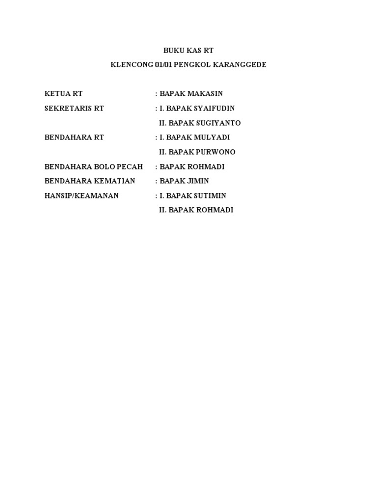 Buku Kas RT | PDF