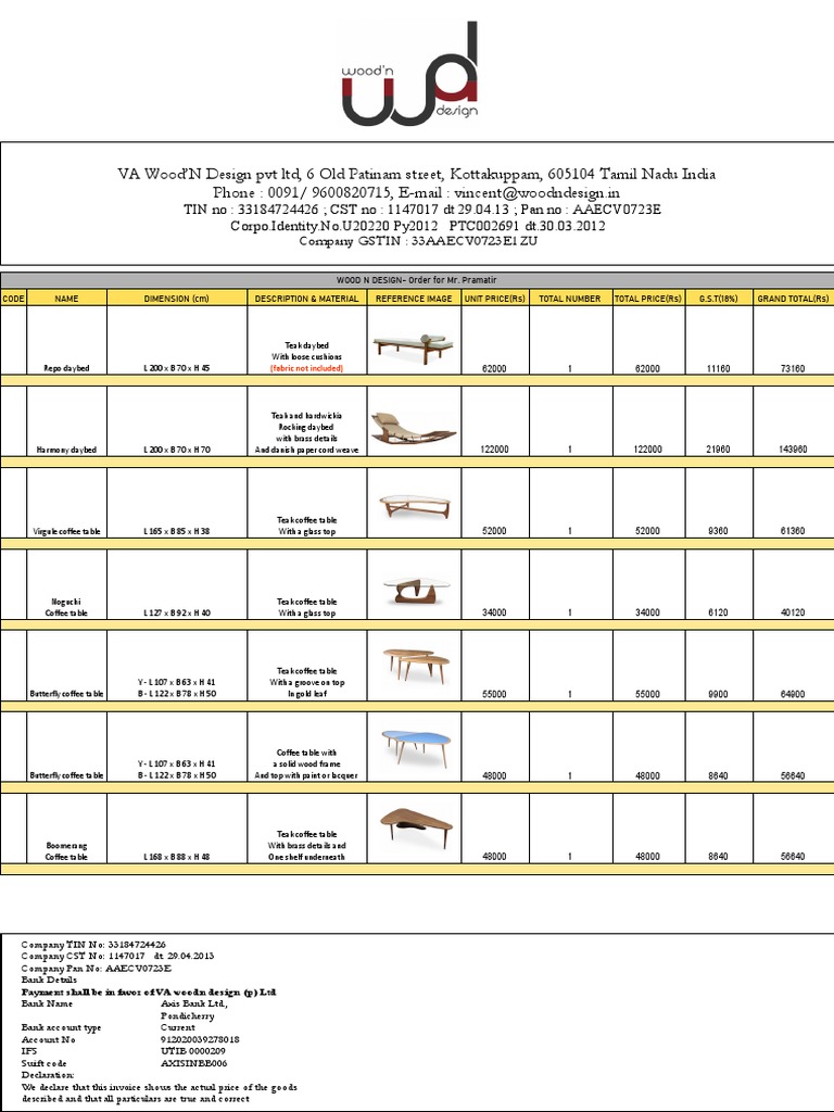 VA Wood'N Design PVT LTD, 6 Old Patinam Street, Kottakuppam, 605104 ...