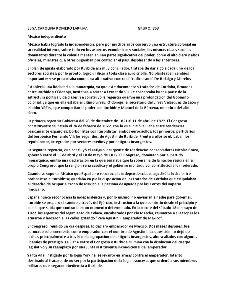 Estructura de Poder en el México Independiente | PDF | México | Nueva ...