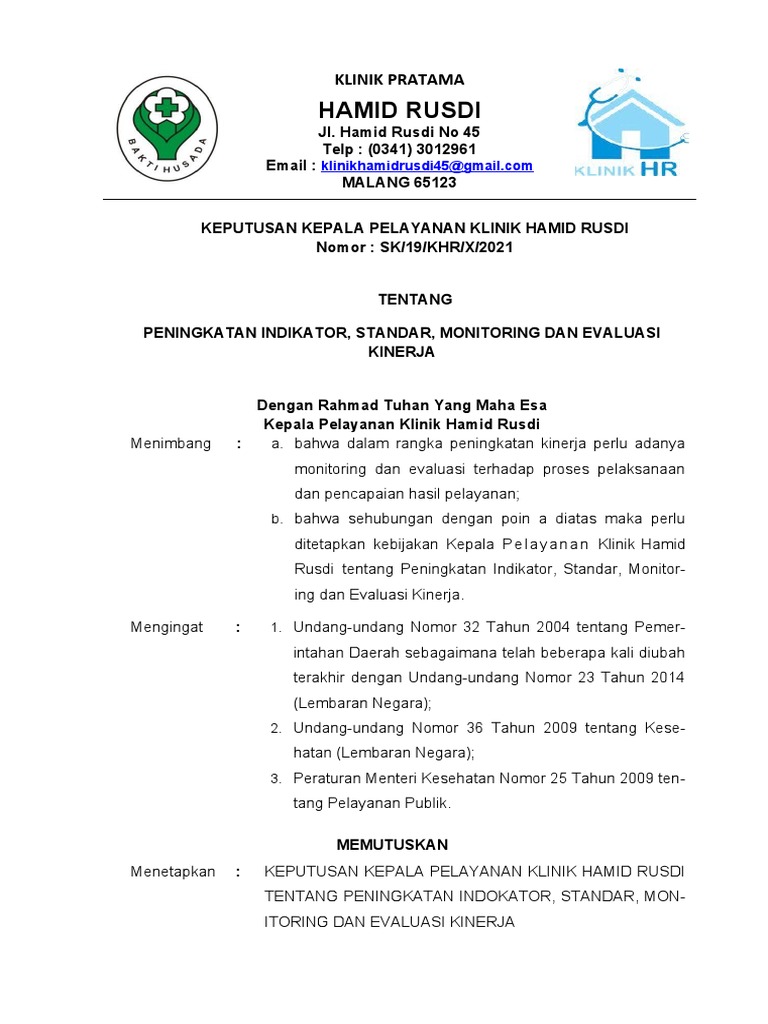 Peningkatan Kinerja Klinik Hamid Rusdi | PDF | Teknologi & Rekayasa