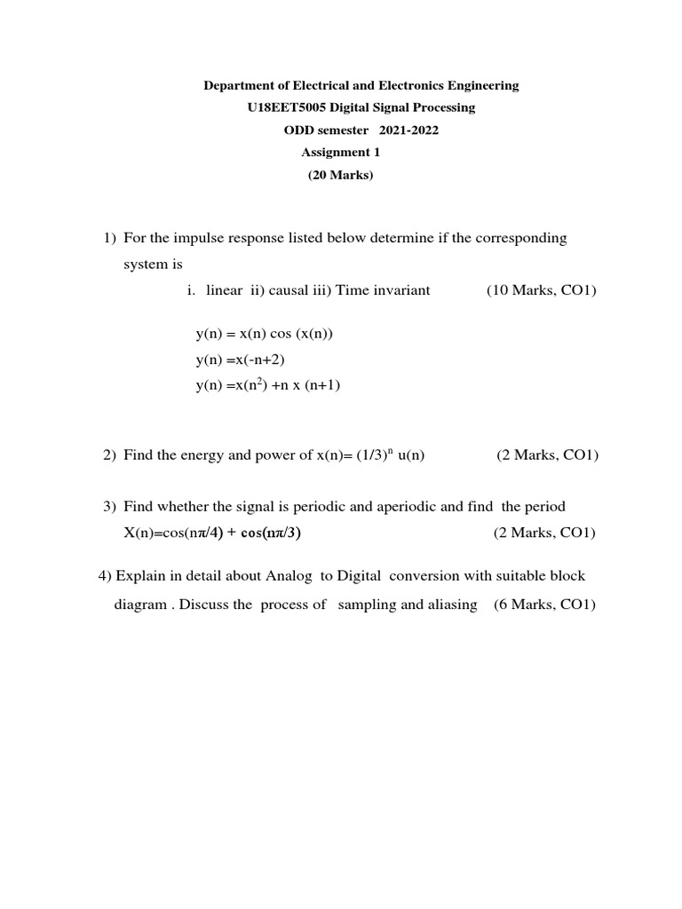 DSP Assignment 1 | PDF