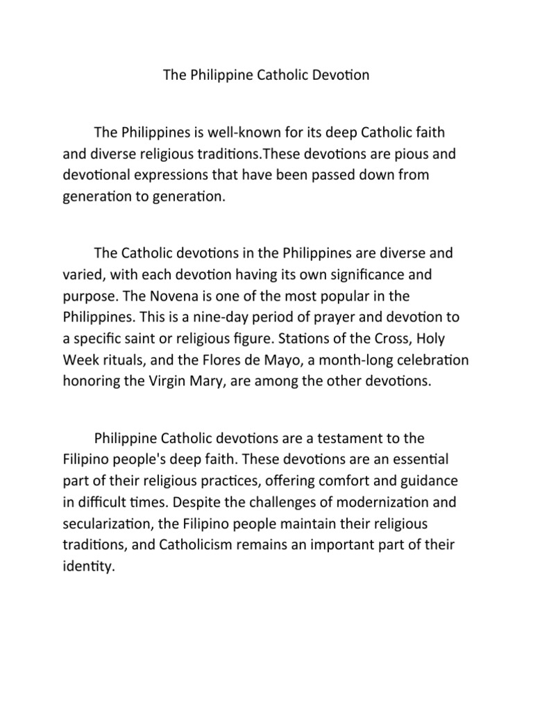 The Philippine Catholic Devotion | PDF