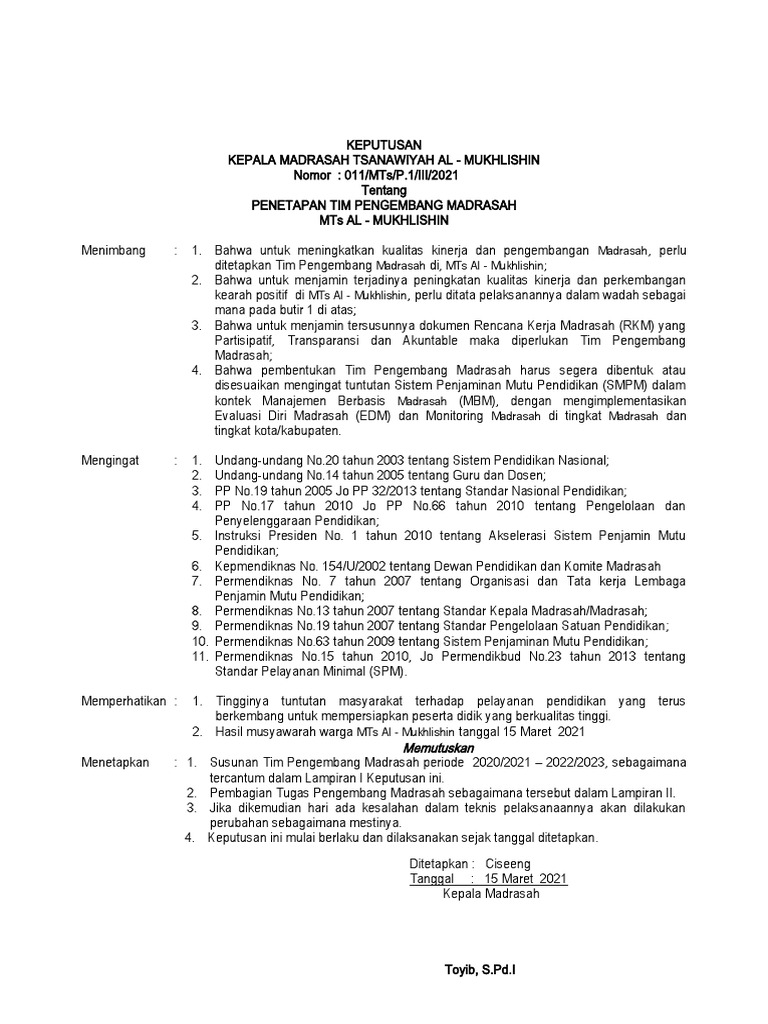 SK Tim Pengembang Madrasah | PDF | Karier & Perkembangan