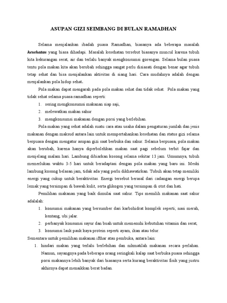 Tips Sehat Puasa Ramadhan | PDF