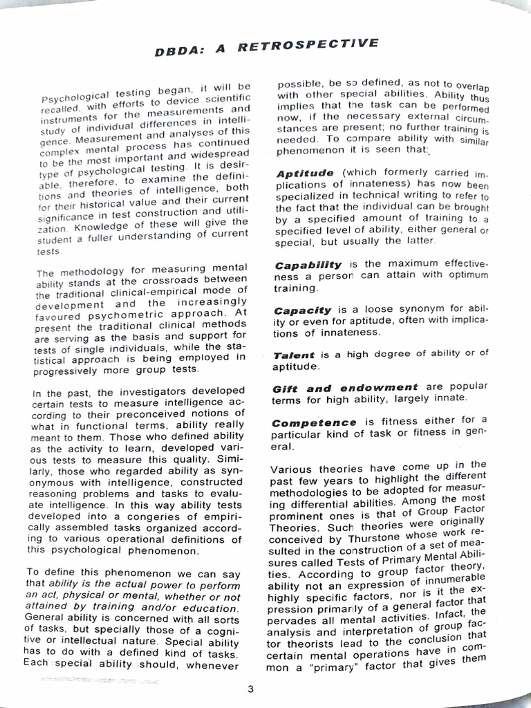 Dbda Manual | PDF | Intelligence | Factor Analysis