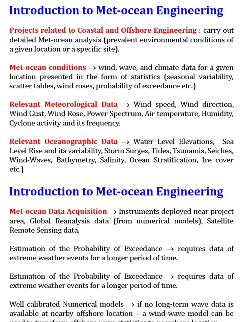 Understanding Met-Ocean Conditions for Coastal and Offshore Engineering ...