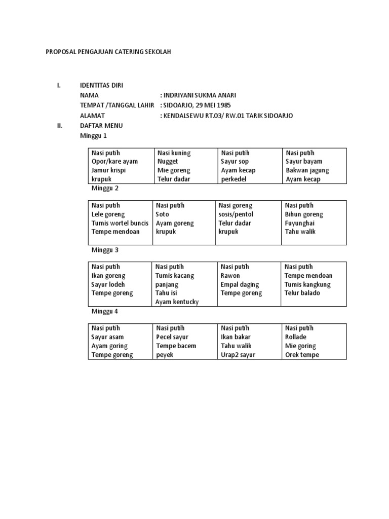 Proposal Pengajuan Catering Sekolah | PDF