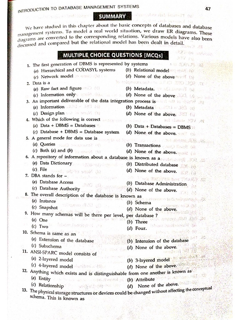 DBMS MCQ | PDF