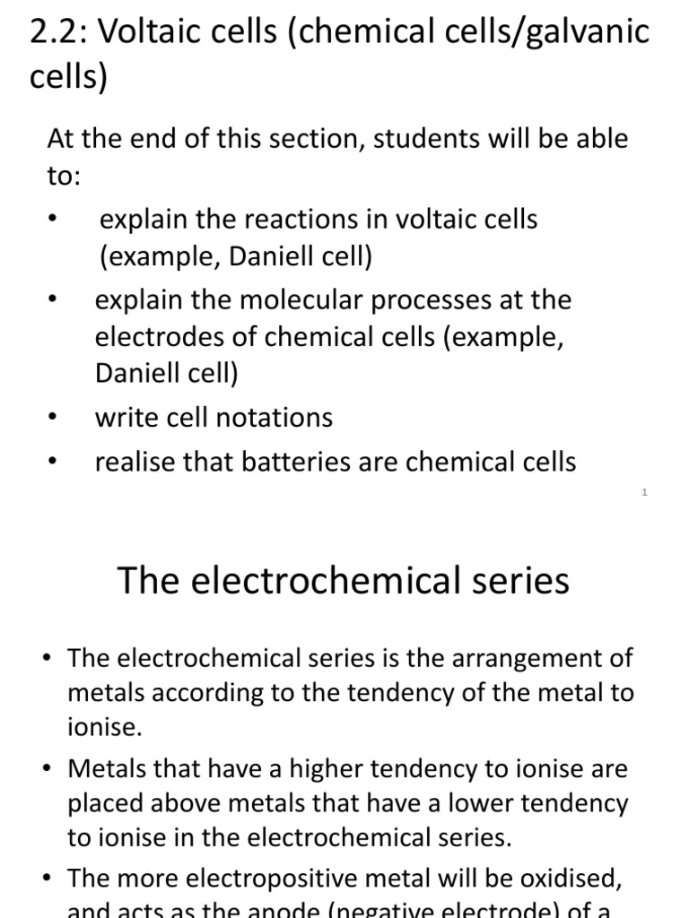 Voltaic Cells for Chemistry Students | PDF | Redox | Electrode
