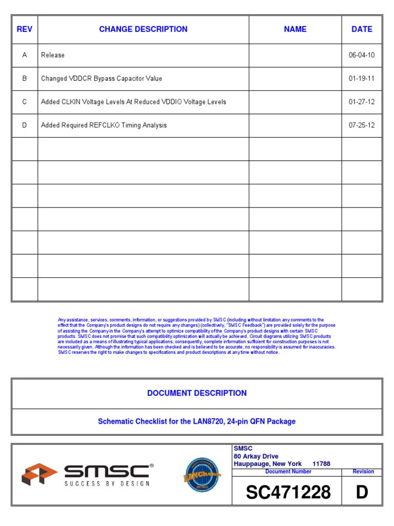 LAN8720A QFN Rev D Schematic Checklist PDF | PDF | Capacitor ...