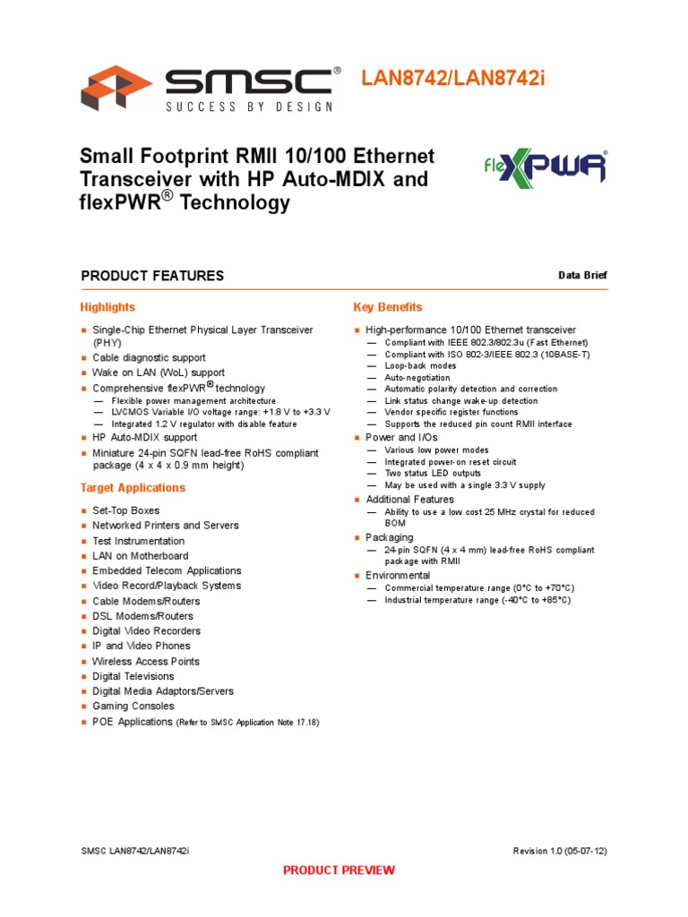 LAN8742 | PDF | Tort | Computer Hardware