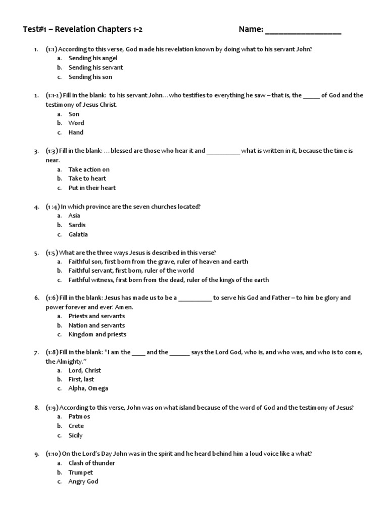 Revelation Study Guide: Chapters 1-2 | PDF | Jesus | Glory (Religion)