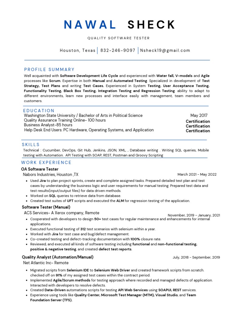 Nawal A. Sheck Resume | PDF | Software Testing | Software Nawal A. Sheck Resume | PDF | Software Testing | Software