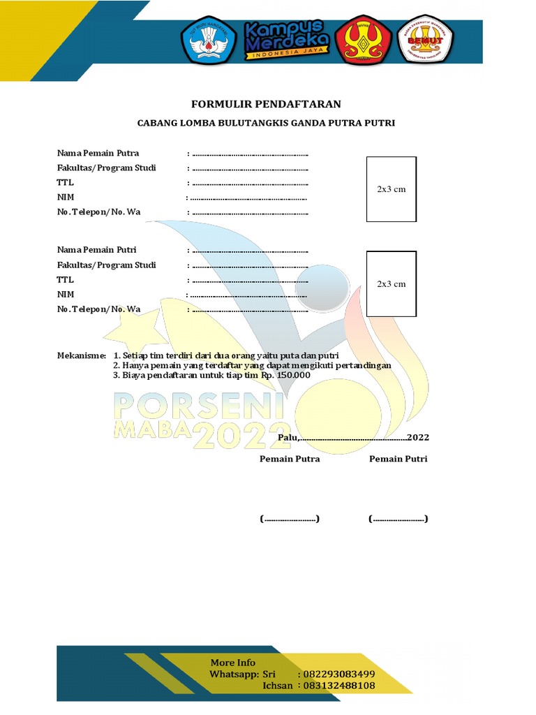 Formulir Badminton Pdf Pdf