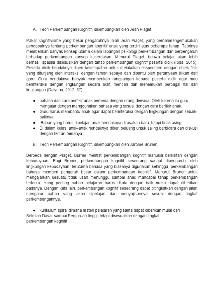 Teori Perkembangan Kognitif Dikembangkan Oleh Jean Piaget Pdf 