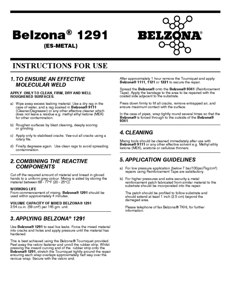 Belzona 1291 | PDF | Materials | Industrial Processes