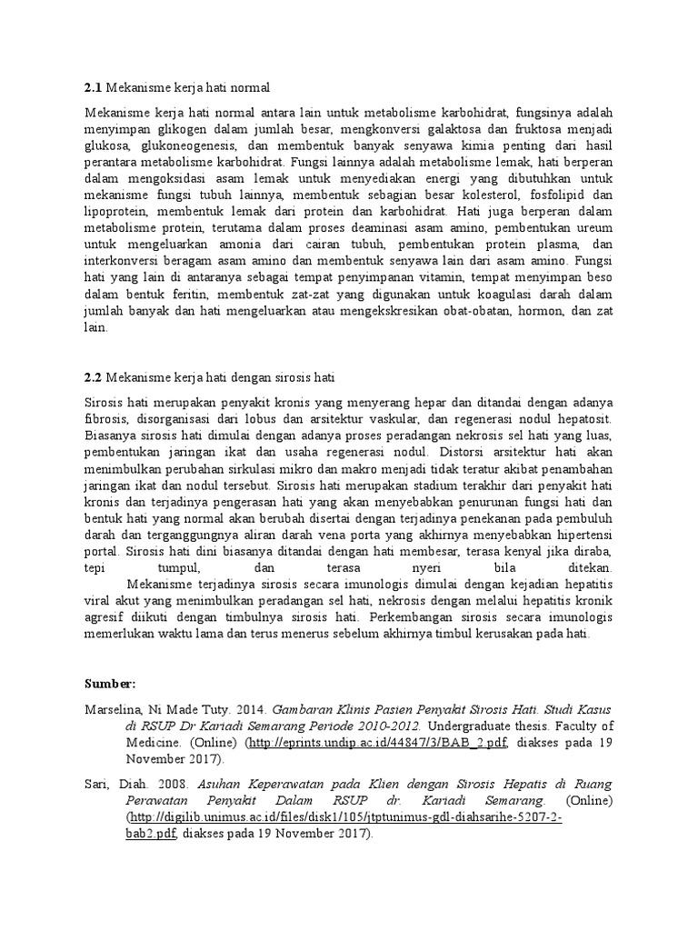 Mekanisme Kerja Hati Normal Dan Hati Dengan Sirosis Hati | PDF ...