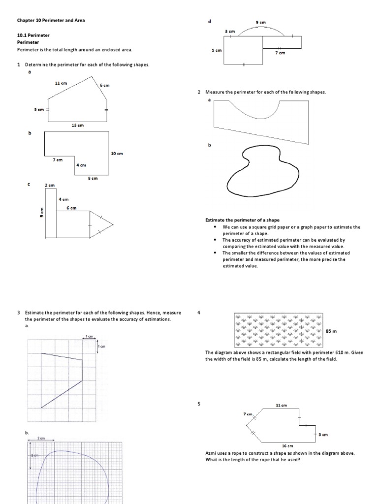 F1 Chapter 10 Primeter and Area PDPC | PDF | Area | Rectangle