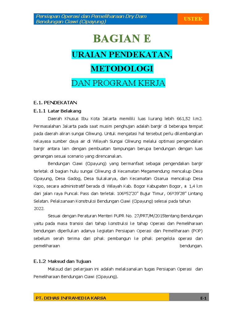 USTEK Persiapan Manual OP Bendungan - E | PDF