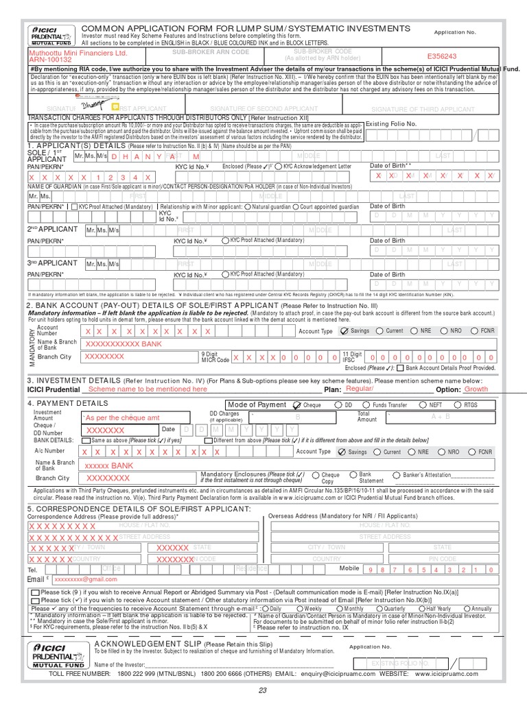 Common Application Format - Icici | PDF