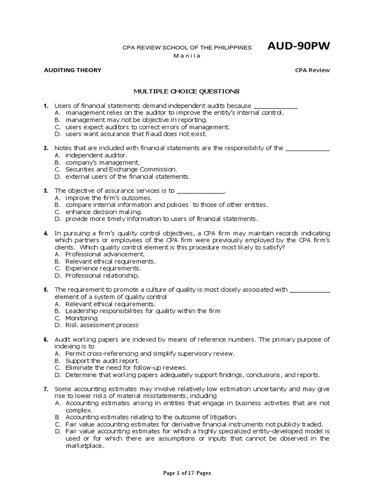 Aud-90 PW | PDF | Financial Audit | Audit