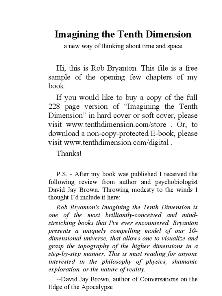 Imagining Tenth Dimension Sample | PDF | String Theory | Reality
